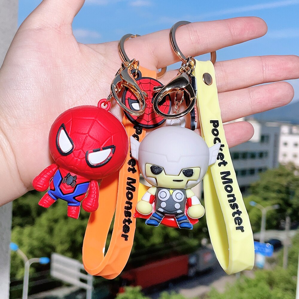 Disney Marvel Superhero PVC Keychain Cartoon Spiderman Hulk Thor ...