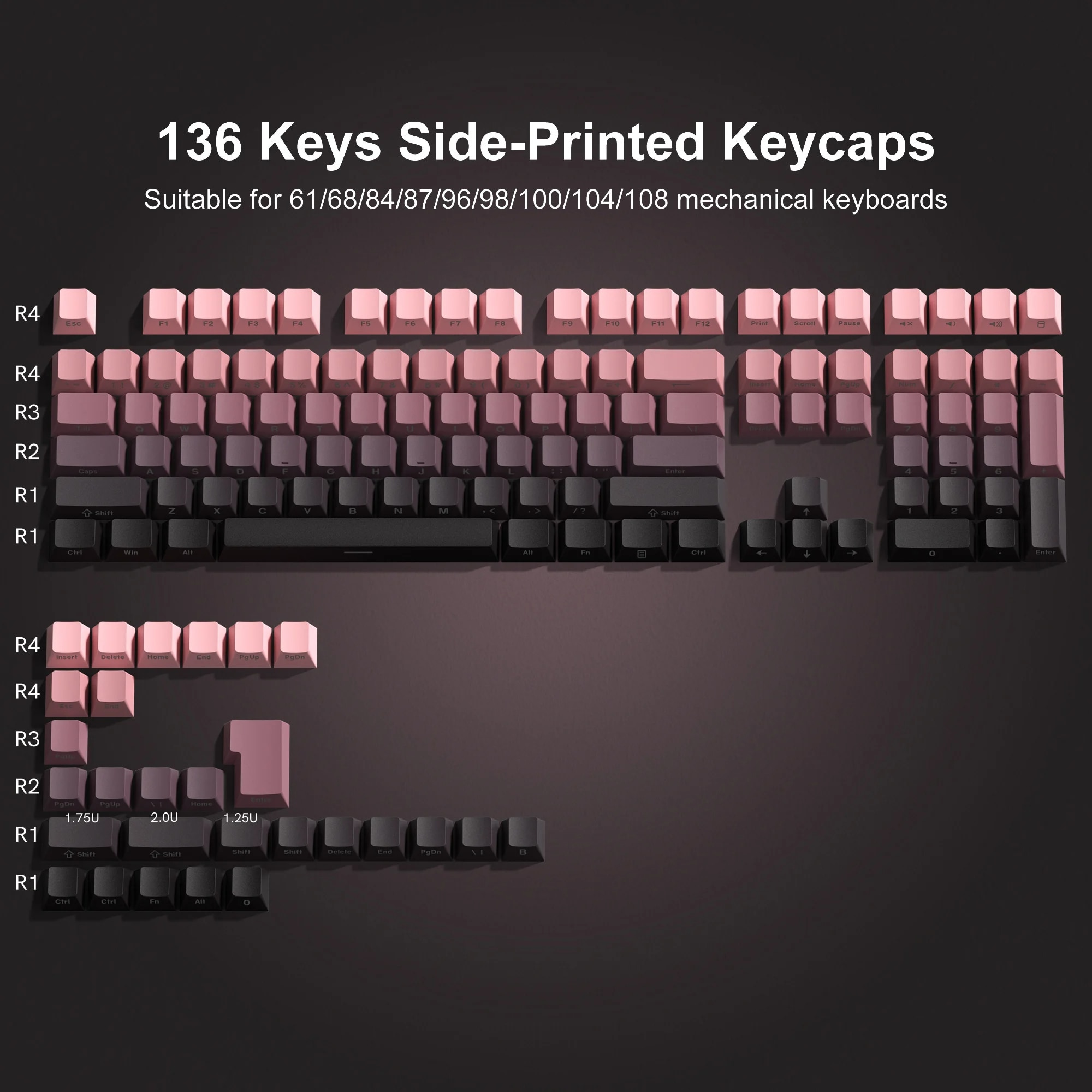 Gradient Blue Side Printed Keycaps Cherry Profile Double Shot PBT ...