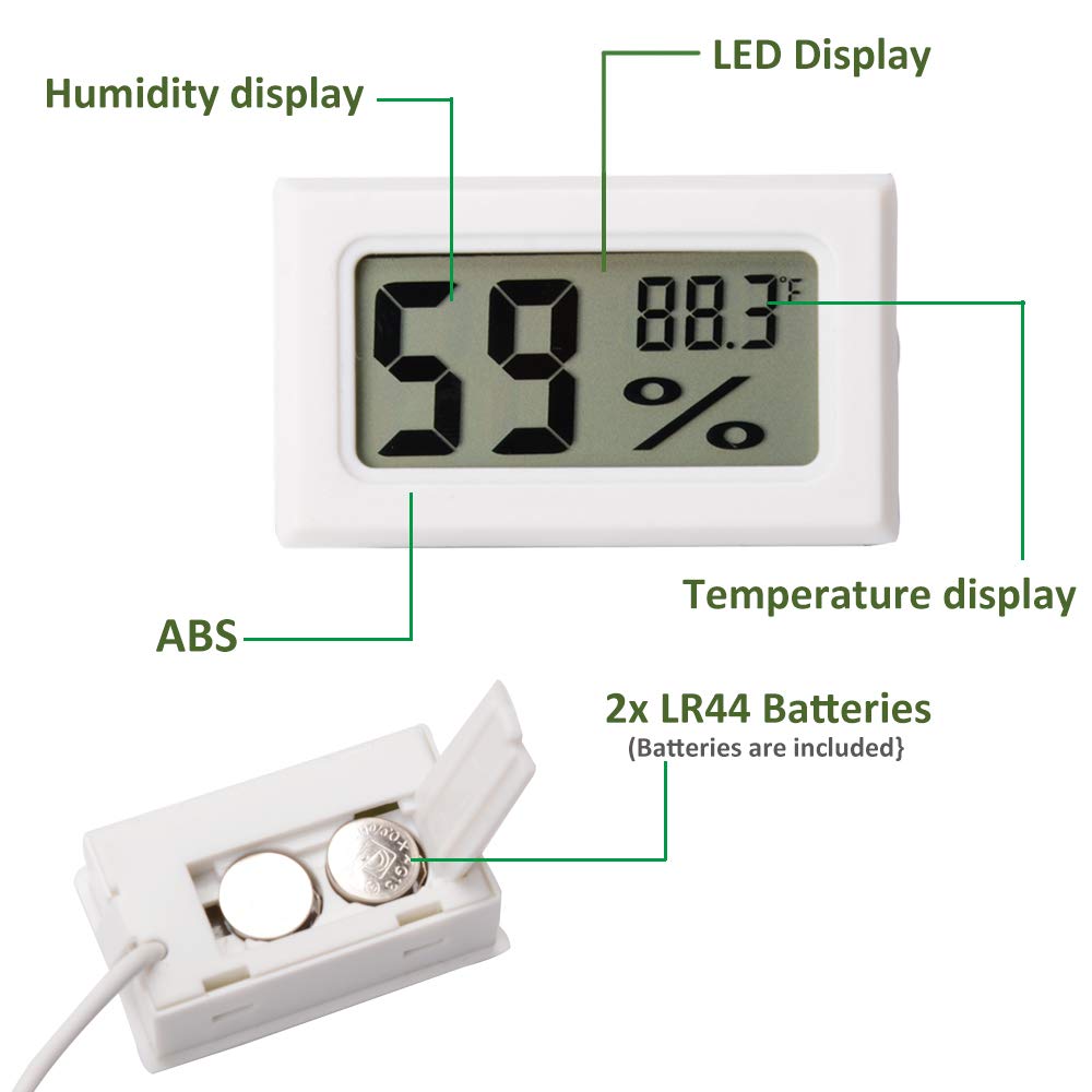 Mini Hygrometer Digital Temperature & Humidity Meter for Egg Incubators ...