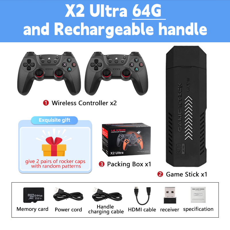 New X2 ultra Game Stick 4K 3D HD Retro Video Game Console Wireless ...