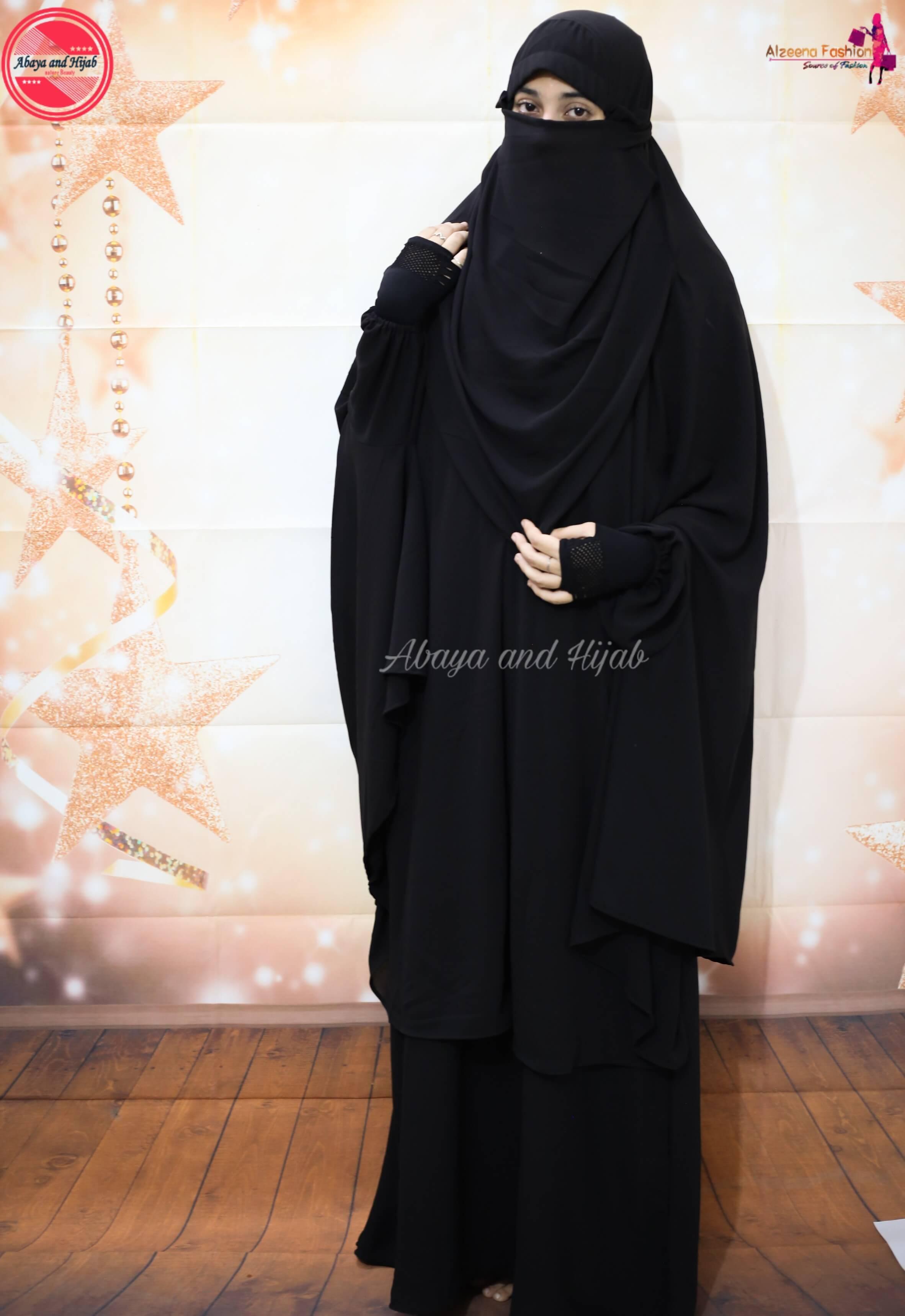 Black Khimar hijab adjusted niqab with borkha full set | Daraz.com.bd