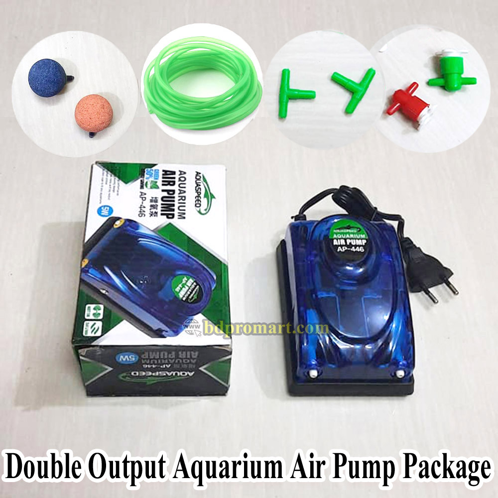 Double Output Aquarium Air Pump Package - Fish Tank Oxygen Air Pump ...