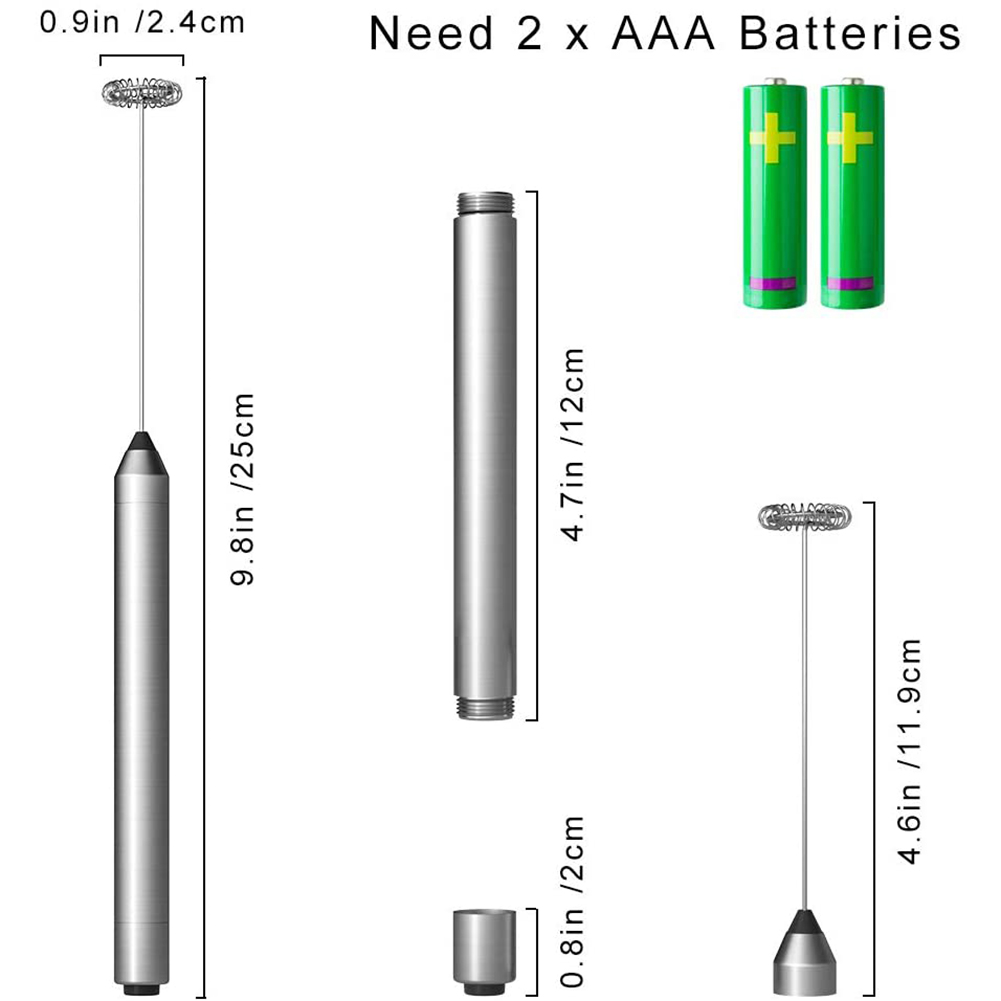 ZOROOM Milk Frother Handheld Battery Operated Mini Mixer Electric Foam ...