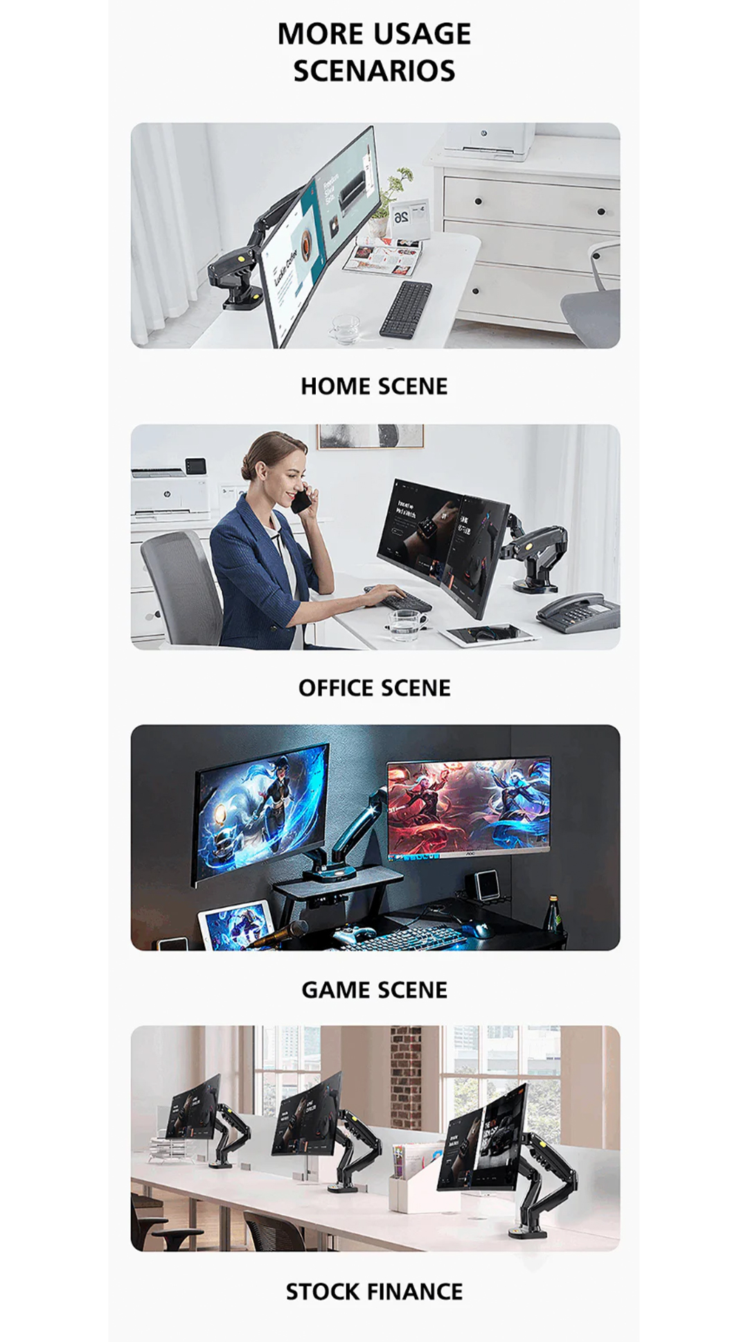 Micropack DM-02 17-27 inch Monitor Dual Arm Desk Mount Stand and Dual ...