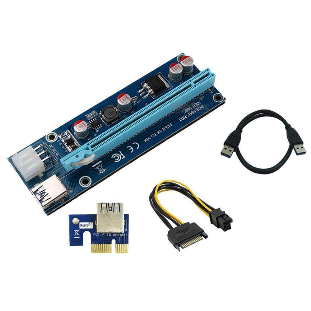 Kobwa PCI Express 16x to 1x Powered Riser Adapter Card with 60cm USB 3.0 Extension Cable and 4 ...