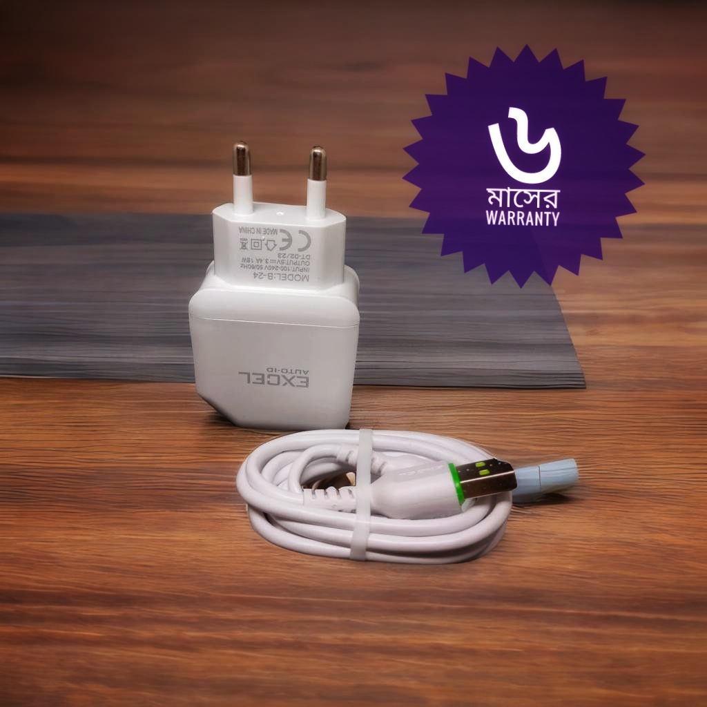 Excel B24 3.4A Quick Charging 18w Charger Fast Charging Micro USB ...
