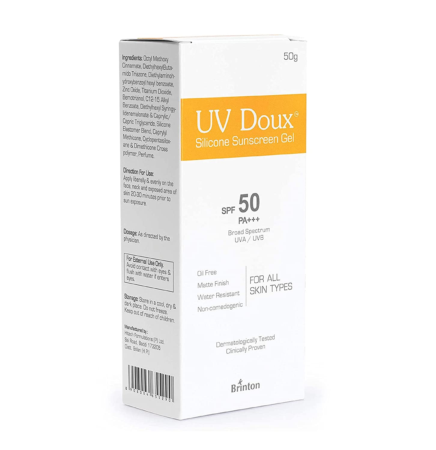 Brinton Healthcare Uvdoux Face Body Sunscreen Gel With Spf 50 Pa In Matte Finish 50 gram Daraz .bd