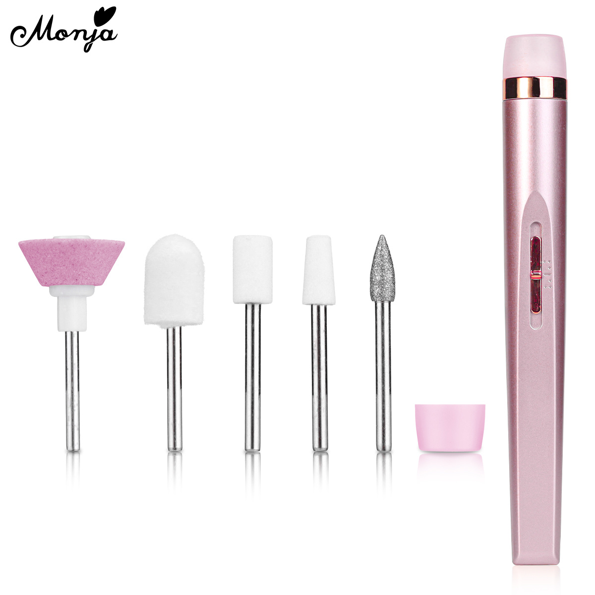 Monja Nail Art Drill Machine White and Lightpink 2W， Rosegold-5W，USB ...