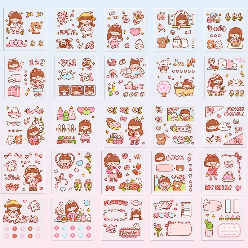 Journal Book Stickers Hand Account Suit Full Set Cute Korean Cartoon ...