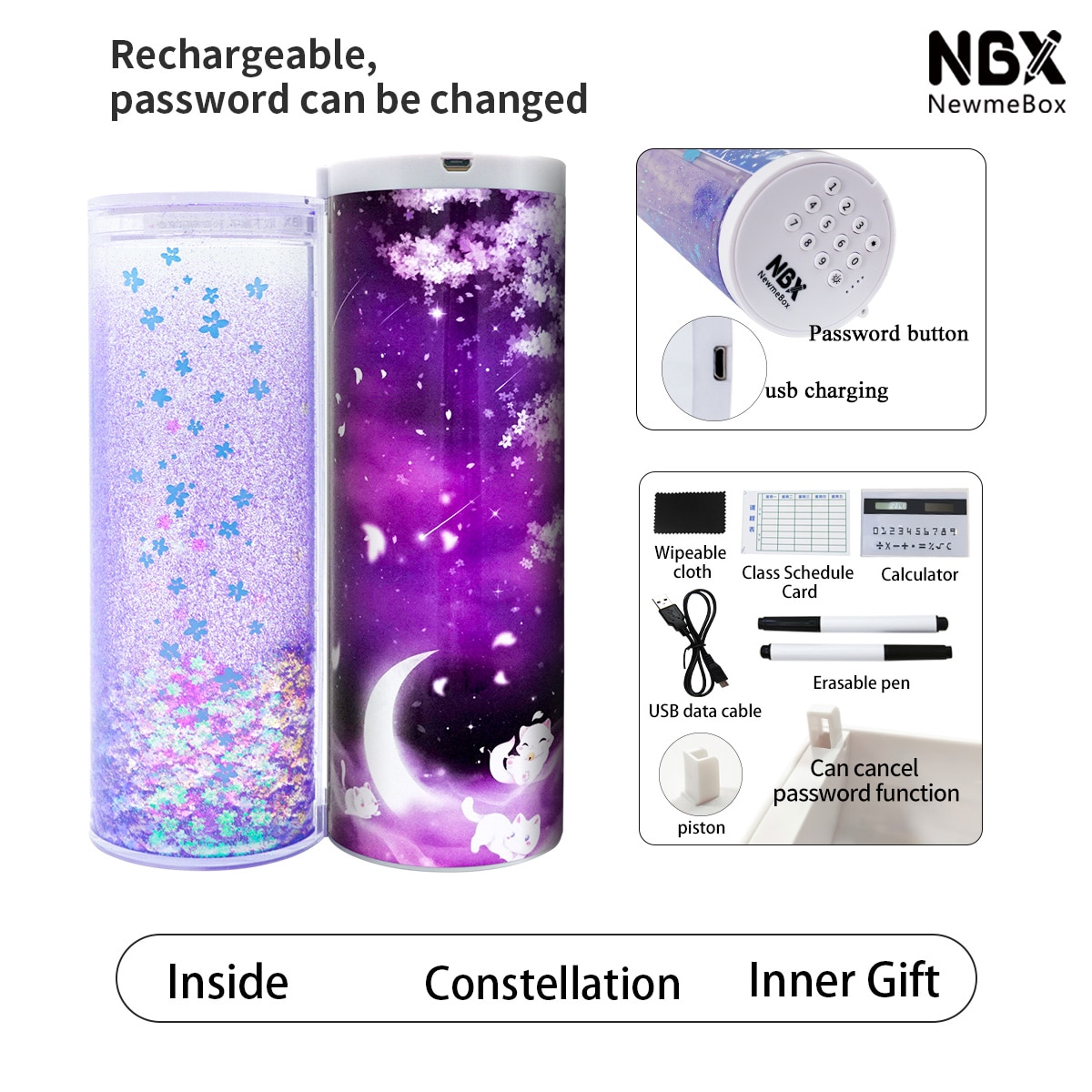 Newmebox Calculator Pencil Case Kawaii Pencil Cases Large Stationery ...