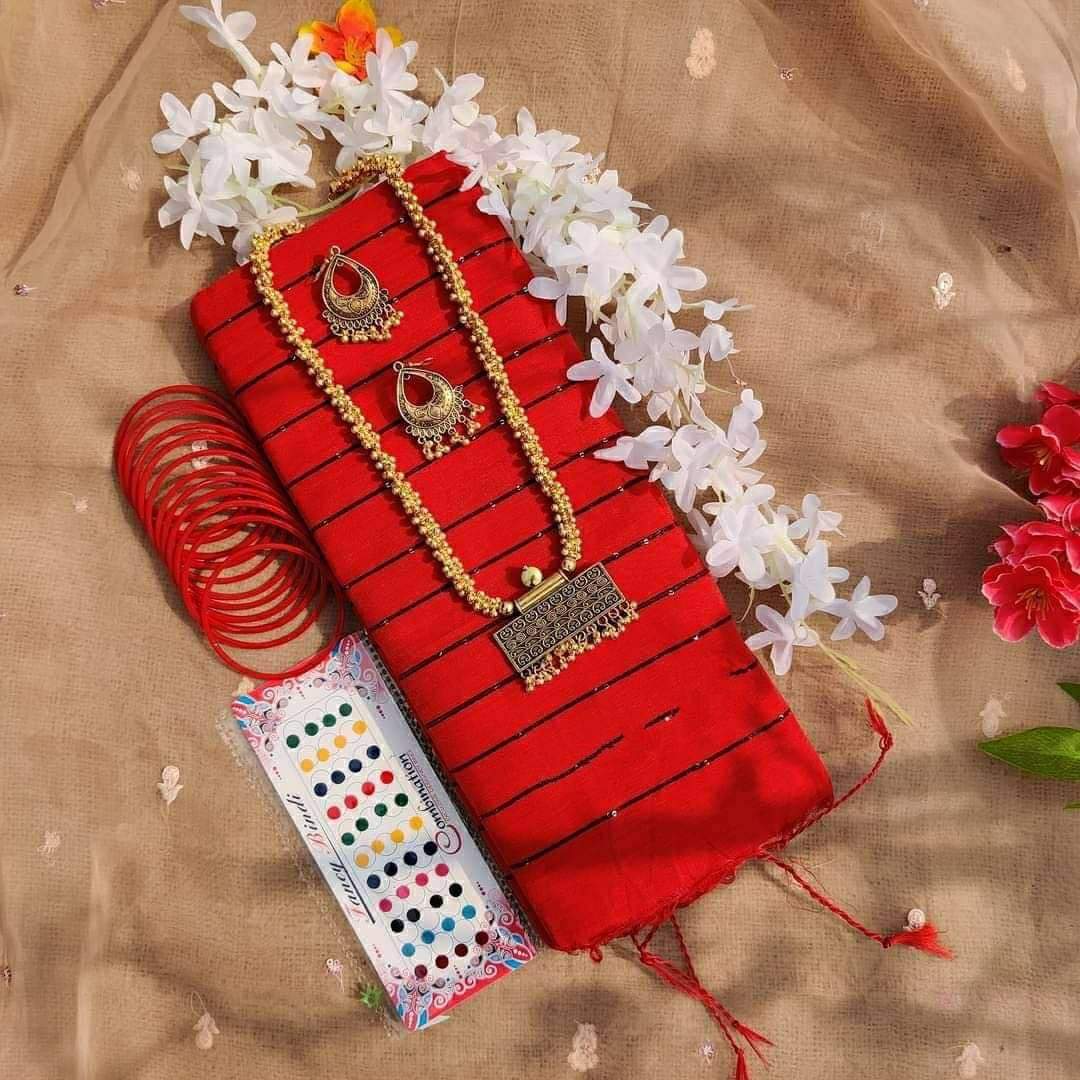 Pink Color Half Silk Chumki Saree Traditional Saree Stylist and ...