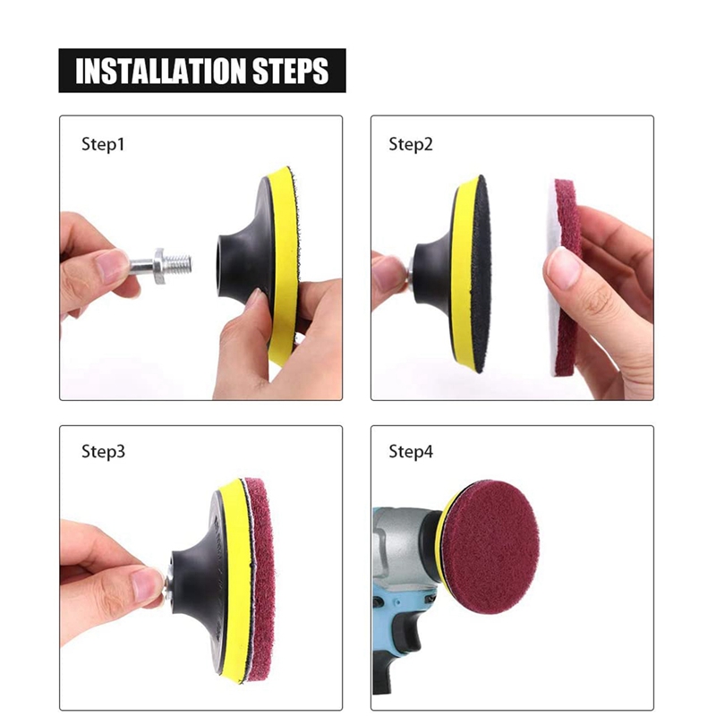 NCANRUI 32Pcs 4 Inch Drill Power Brush Tile Scrubber Scouring Pad ...