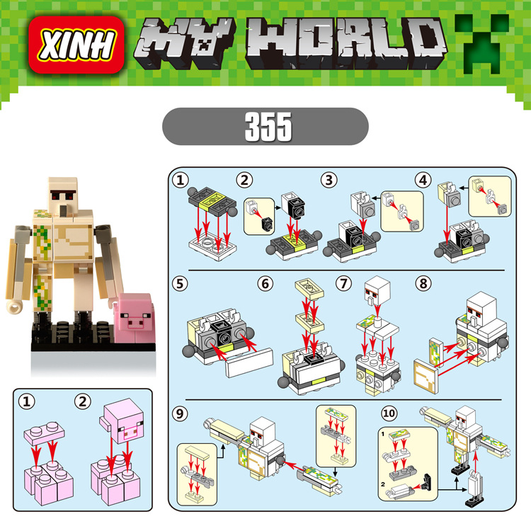 Single Sale Minecraft Building Blocks Game Series Steve Skeleton Zombie ...