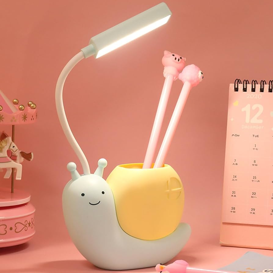 Nordic Cute Snail USB Charging Desk Lamp with Pen Holder - Multicolor