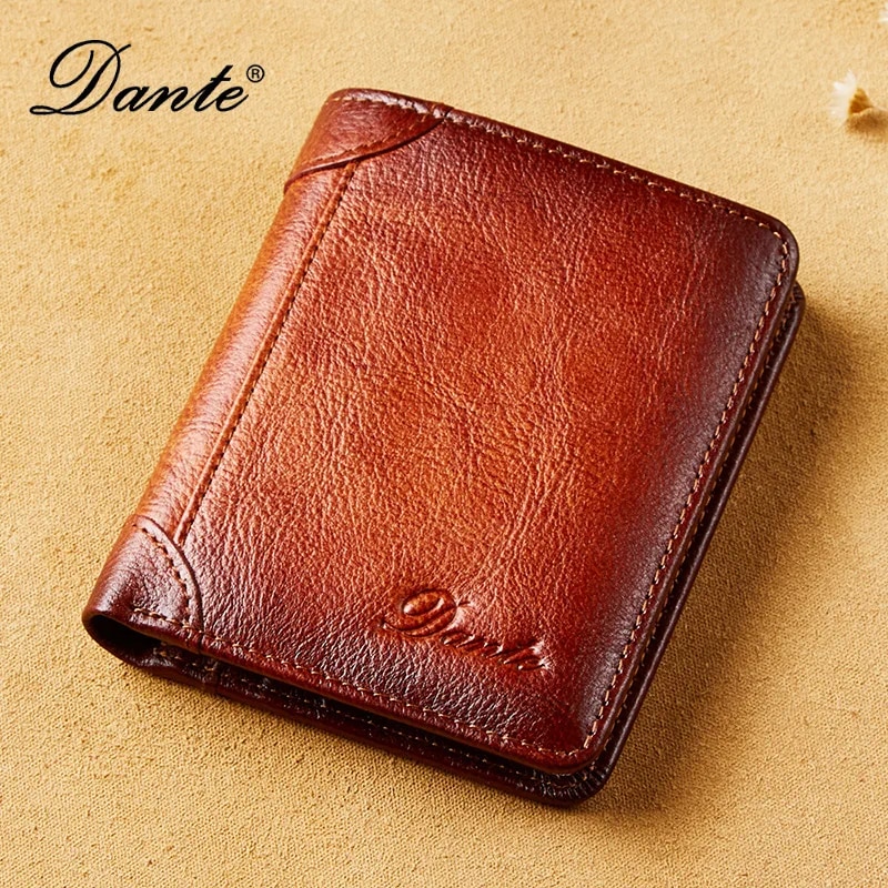 Dante Men's Leather Wallet RFID Anti-theft Brush Head Layer Cowhide ...
