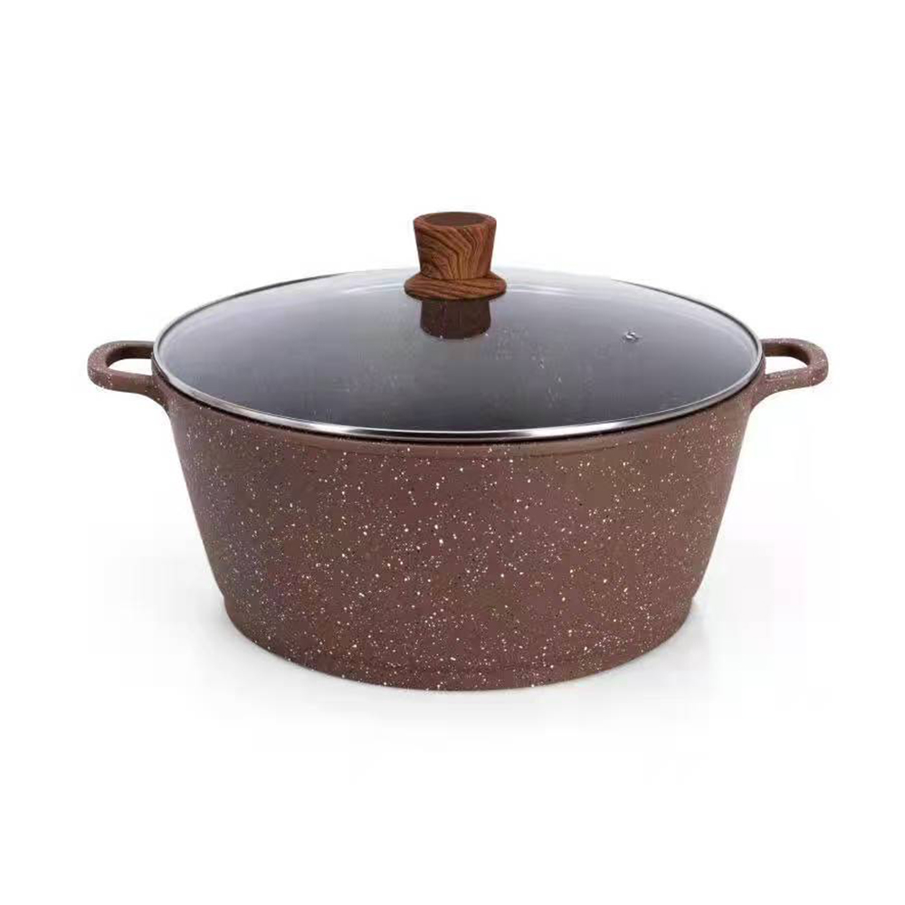 MGC Granite Marble Coating Non Stick Casserole Cooking pot with glass ...