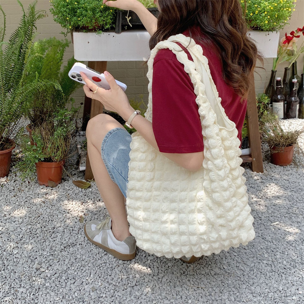 Women Cloud Bubbles Shoulder Bag Soft Cloth Fabric Cute Handbag Casual ...