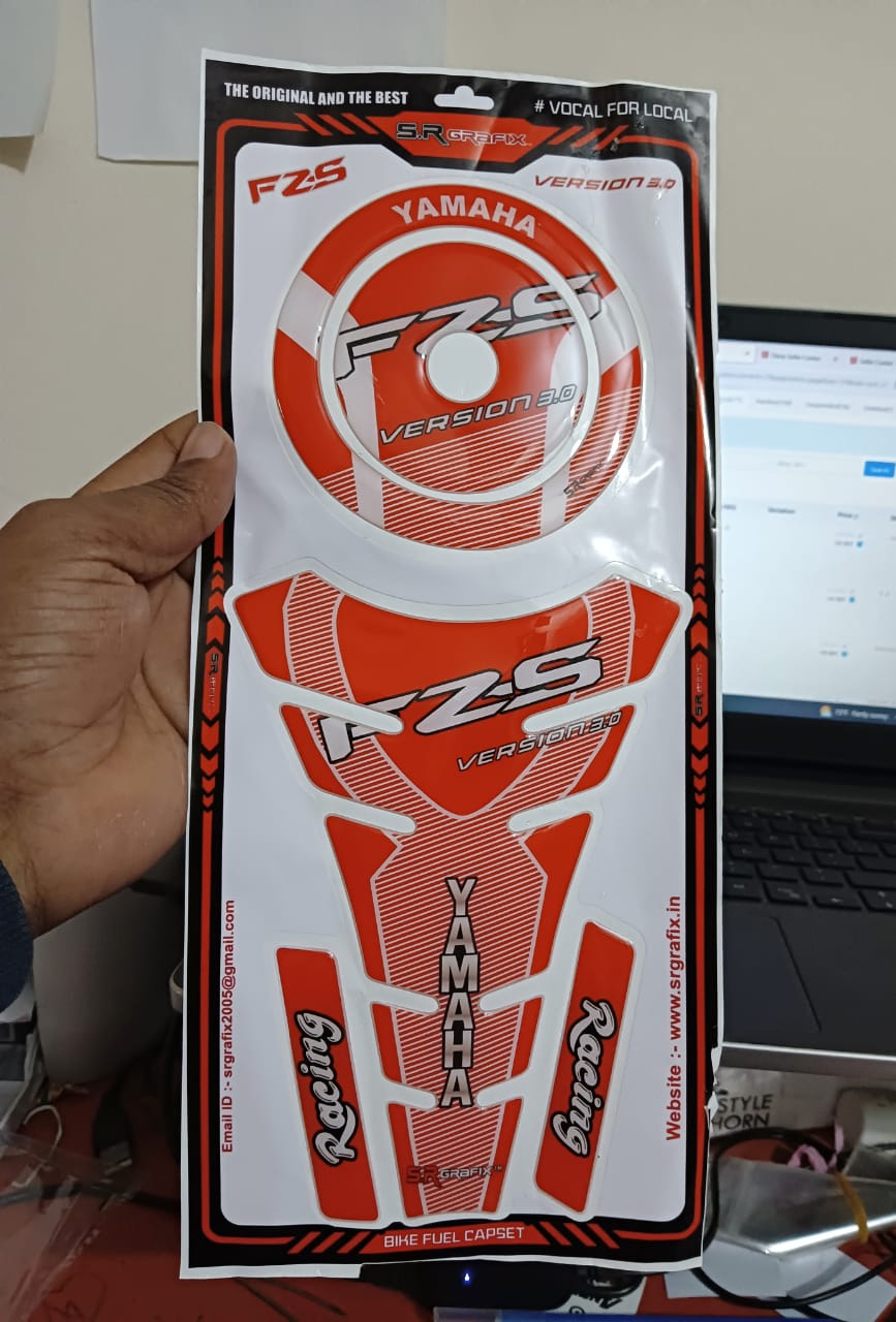 Yamaha FZ S 3D Carbon Fiber Fuel Tank Pad Sticker For Motorcycle. red ...