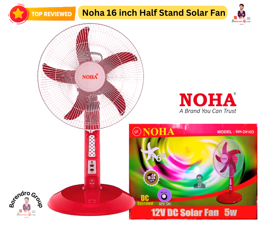 NOHA Solar Fan 16 Inch / Noha 16' Half Stand Solar Fan /16 Inch 12v Dc ...