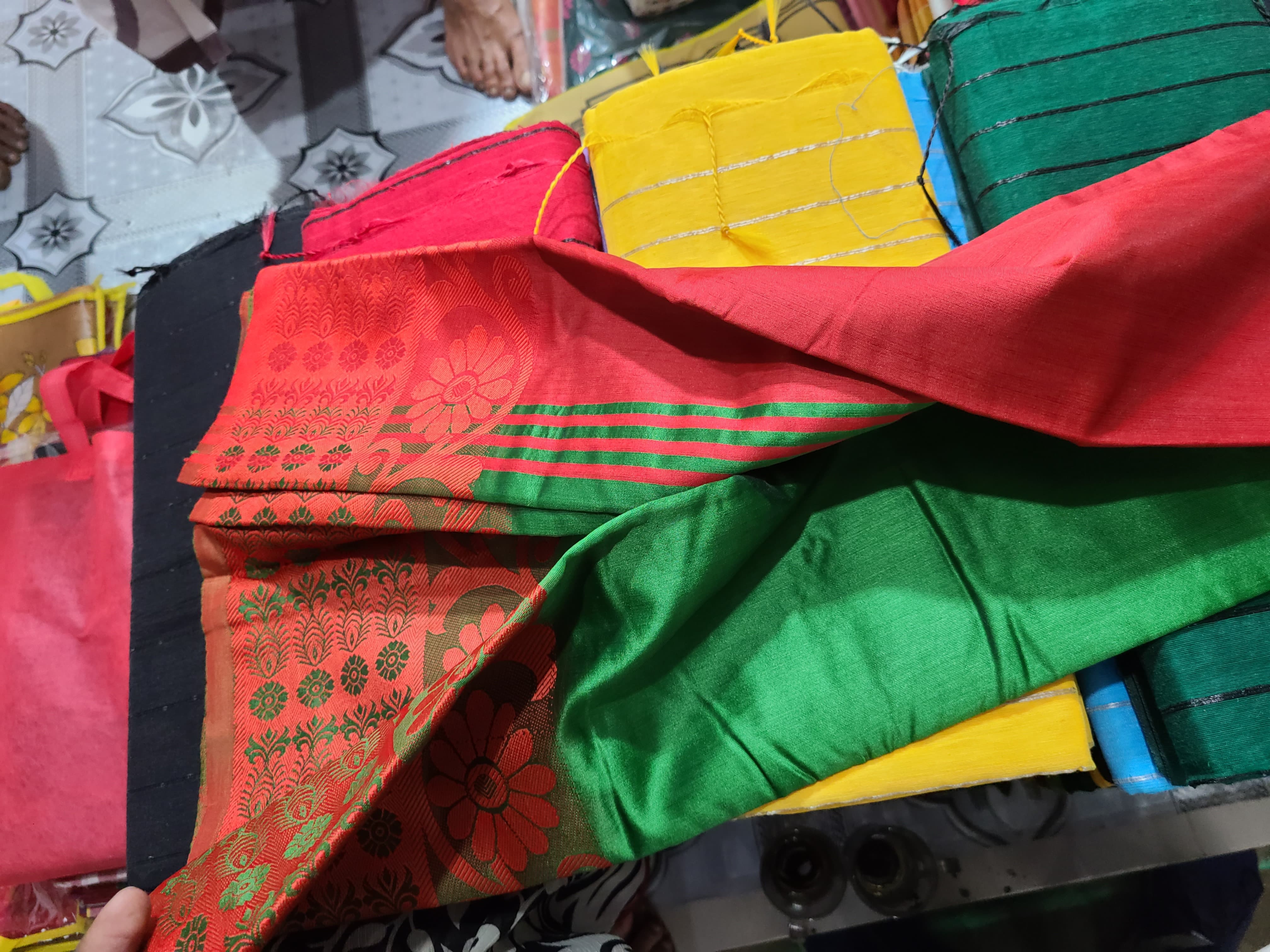 Bijoy dibos Saree Lal Sobuj saree for women Tangail half silk | Daraz.com.bd