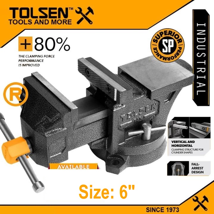 TOLSEN 6" Bench Vice Ultra Large Swivel Base w/ Anvil Arc Anvil Design ...