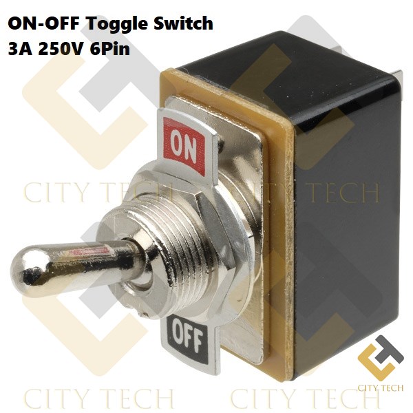 Self-Lock Metal Toggle Switch 14mm Long Head AC 250V 3A 6 Pin 2 ...