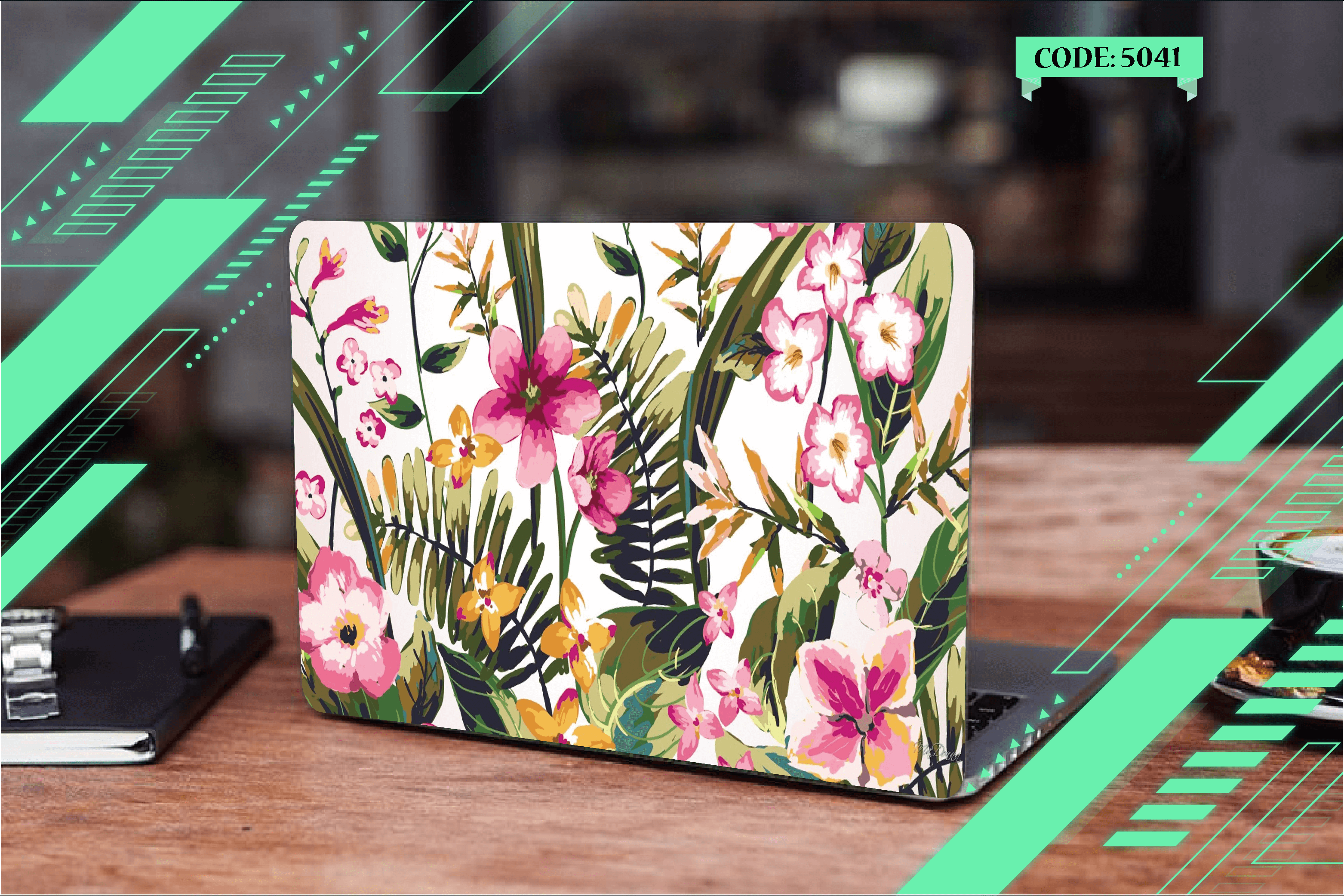 Flower Art Design Laptop Sticker | Daraz.com.bd
