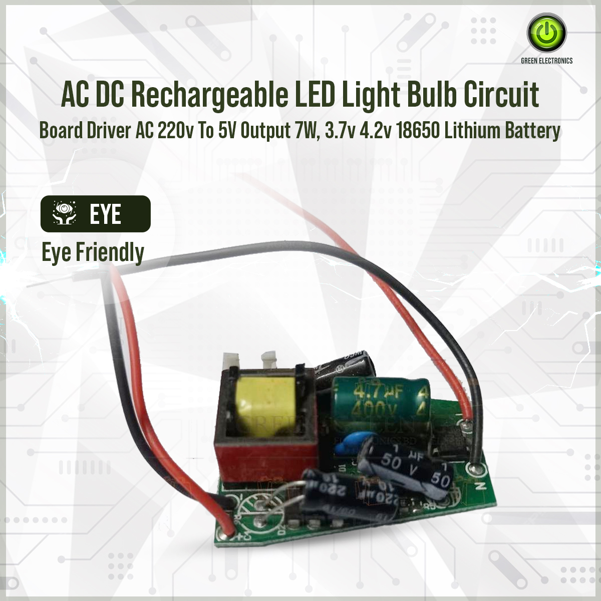 AC DC Rechargeable LED Light Bulb Circuit Board Driver AC 220v To 5V Output 7W Rechargeable 3.7v ...