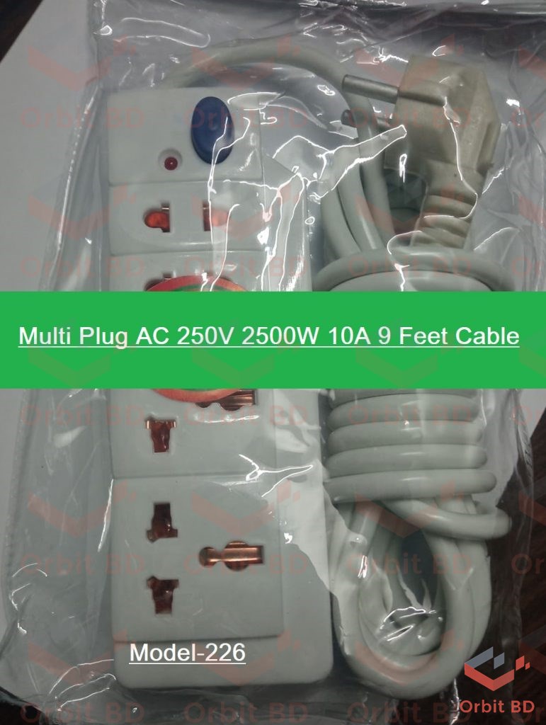 Multiplug Socket Multi Plug AC 250V 2500W 10A 9 Feet Cable Brass ...