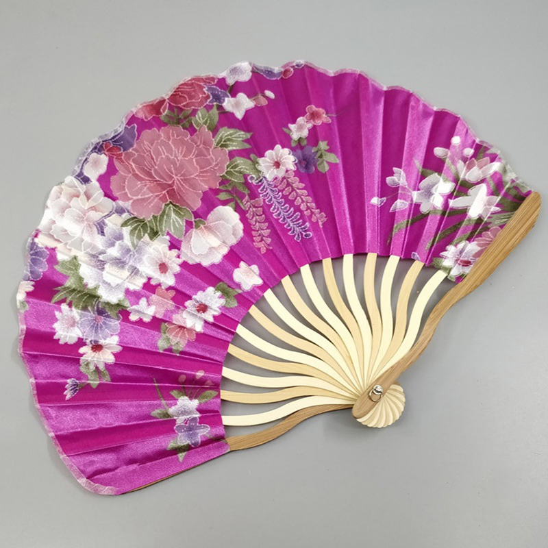 1pc Japanese Style Retro Shell Shaped Fan Silk Cloth Bamboo Folding ...