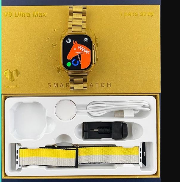 S9+V9 Ultra Max Smartwatch – HD AMOLED Screen Available in Gold Color ...
