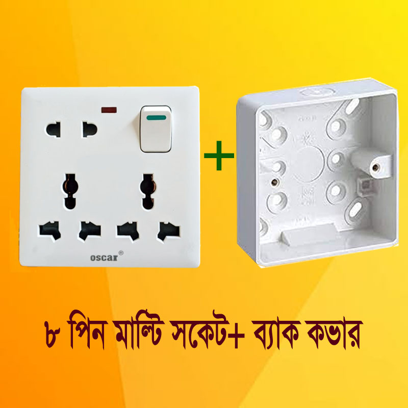 8 Pin Multi Socket Multi Function Universal Wall Switch Socket | Daraz ...