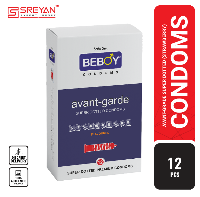 Beboy Strawberry Avant - Grade Super Dotted Condom (Strawberry Flavoured) - 12Pcs Pack(India ...