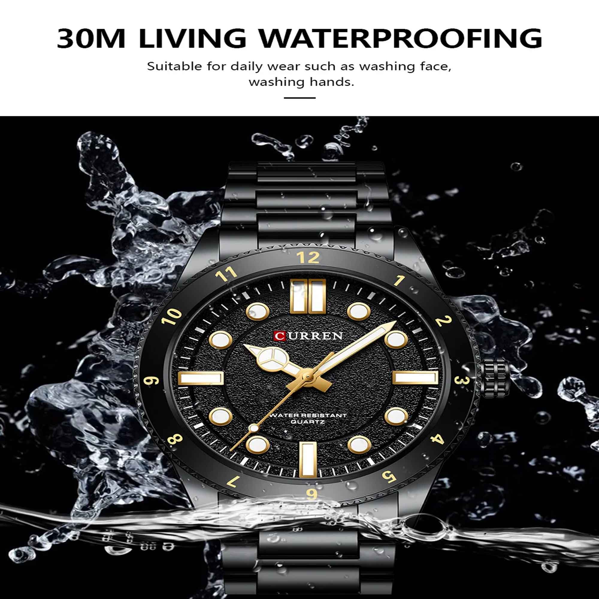 CURREN 8450 Luminous Hands Stainless Steel Strap Quartz Watch For Men ...