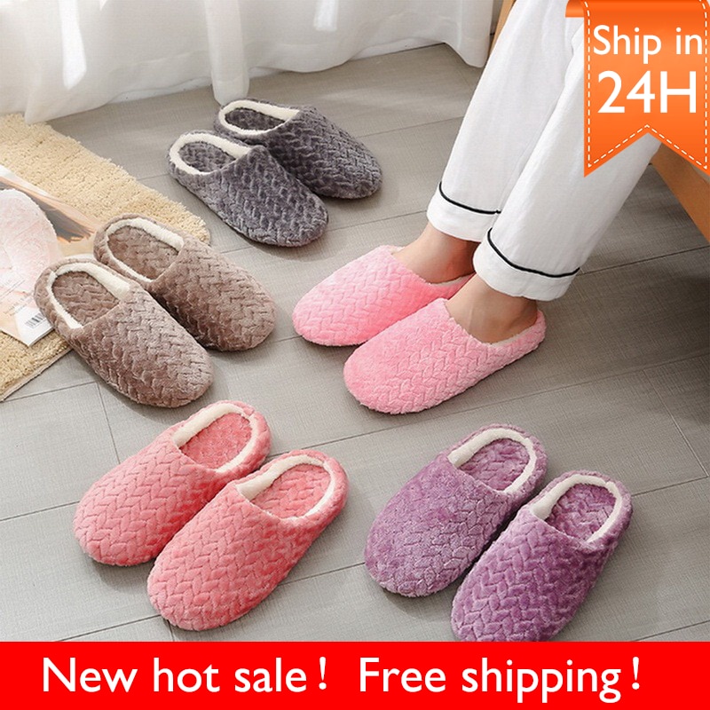 Women Indoor Slippers Warm Plush Home Slipper Autumn Winter Shoes Woman ...