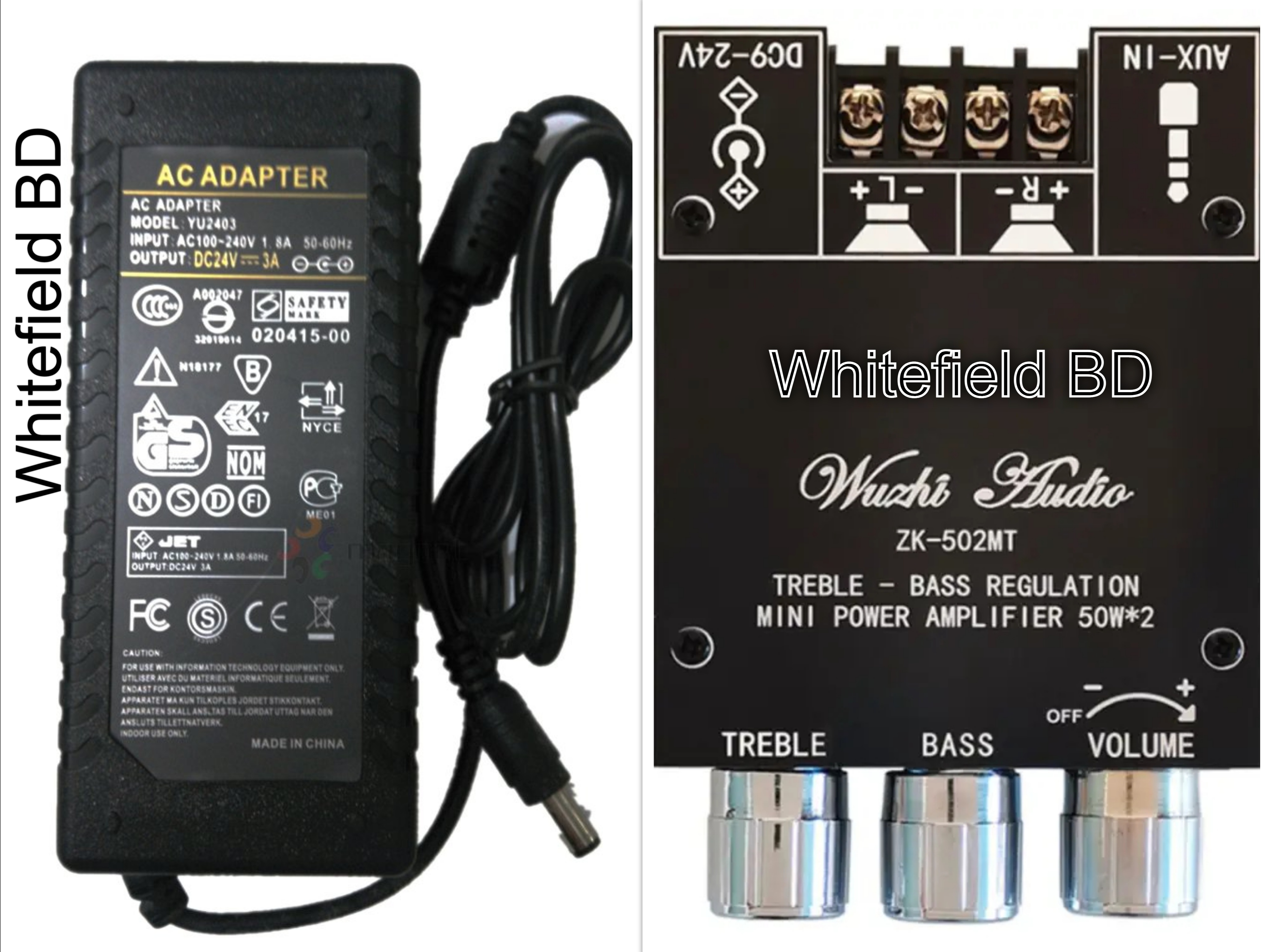 ZK-502MT 2*50W Bluetooth AUX Audio Input Power Amplifier Module 5.0 ...