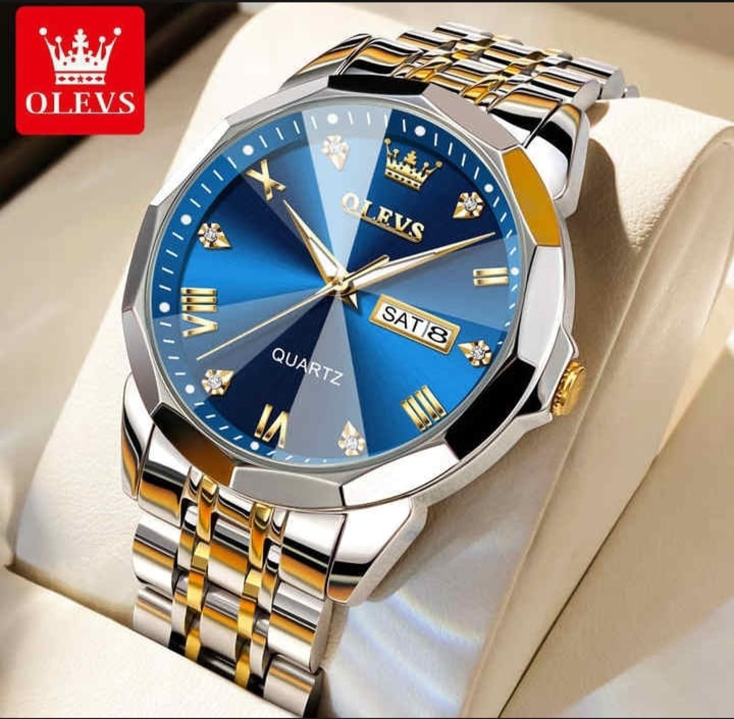 Olevs 9931 Luxury Fashion Stainless Steel Unique Design Diamond Cutting ...