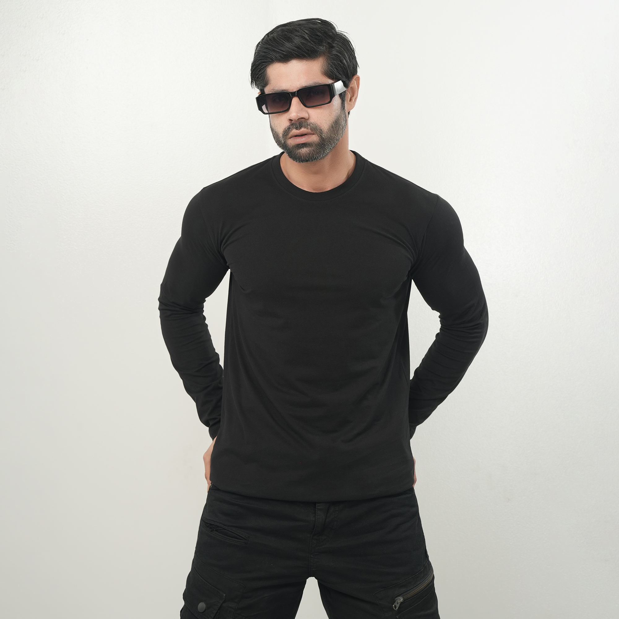 Texpark Premium Solid Long Sleeve T-Shirt (TP-22) in Classic Black ...