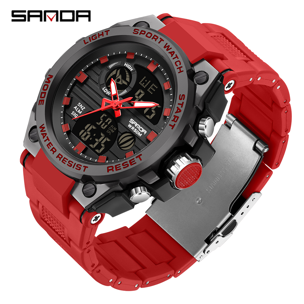 Sanda Men's Watches Sports Military 50 M Waterproof Digital Wrist watch ...