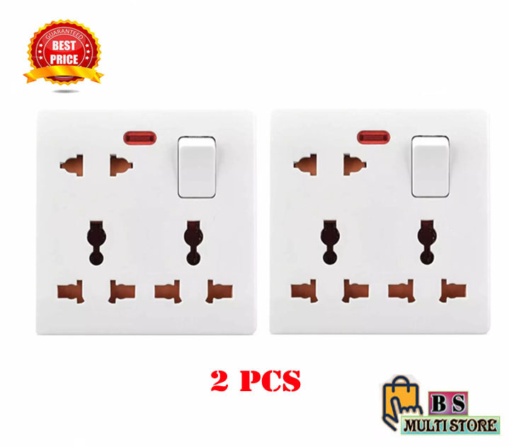 2 Pcs 8 Pin Multi Gang Socket Double 3 Pin- 1Piece 2 Pin Multi Function ...