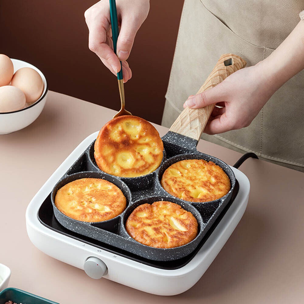 Egg Frying Pan 4-Cup Nonstick Pancake Pan, Poached Egg Cooker Divided ...