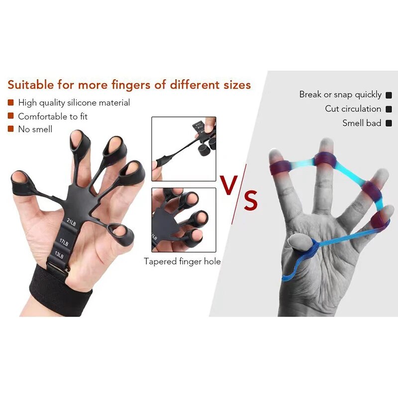 5-finger Silicone Gripster Grip Strengthener Finger Stretcher Hand Grip ...