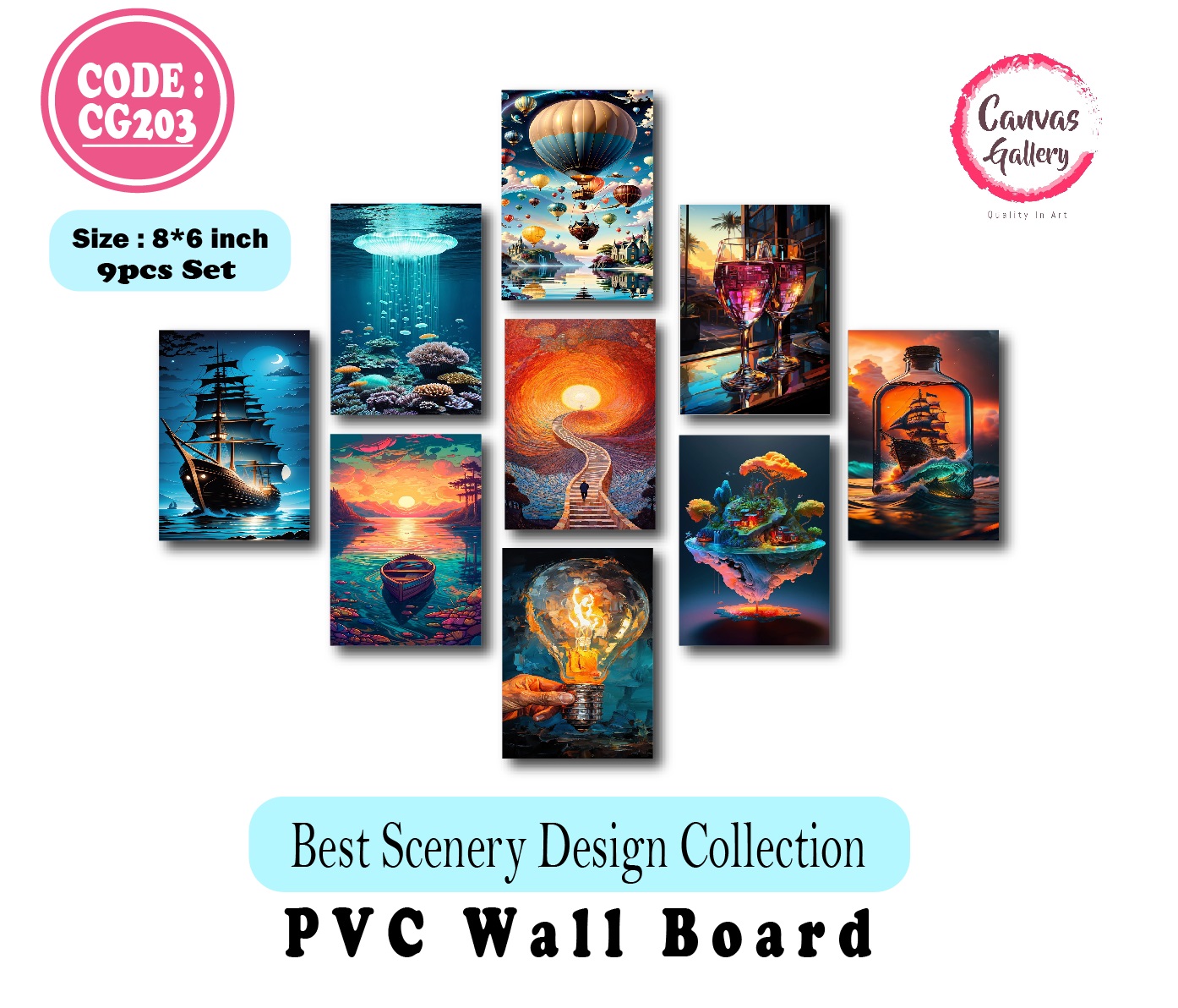 Home Decorated Pvc wall board 9pc set beautiful Design Best Quality ...