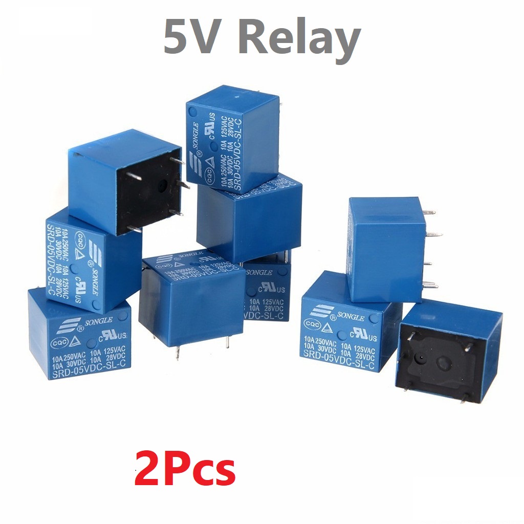 2Pcs- 5V Relay 5V Relay Switches DC 5V Relay 5 Pin 10A DC Coil SPDT ...