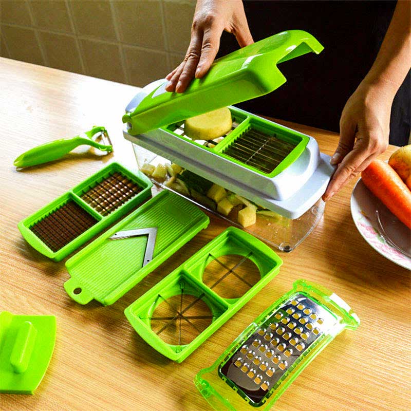 Multi-Function Plastic Slicer Upgraded 7 Blades 6 In 1 Mandoline Slicer ...