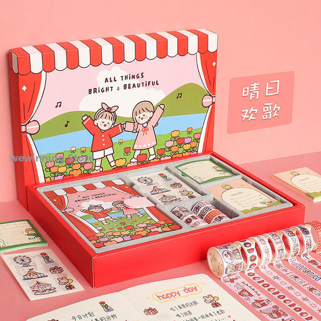 Kawaii Notebook Box Set Notepads Stationery Cute Purple Pink Diary ...