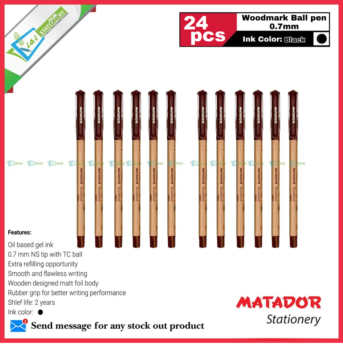 Matador Woodmark Ball Pen Black Ink 24 Pcs | Daraz.com.bd