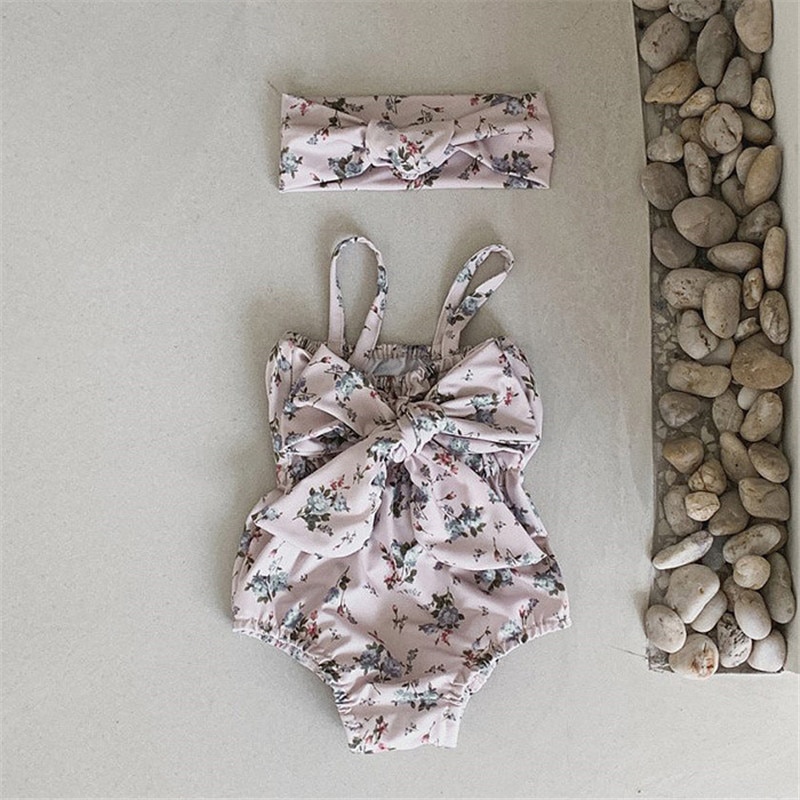 Baby Split Swimsuit Bow For Girls Summer Baby Bathing Suit Floral Kids ...