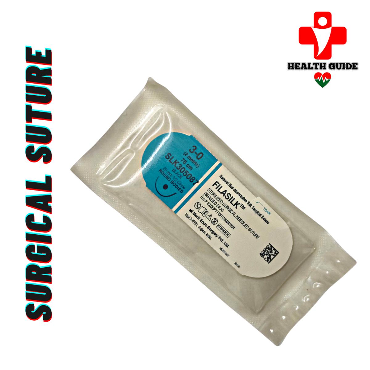 Natural Non Absorbable Silk Surgical Suture 16 mm 3/8 Circle CUTTING ...