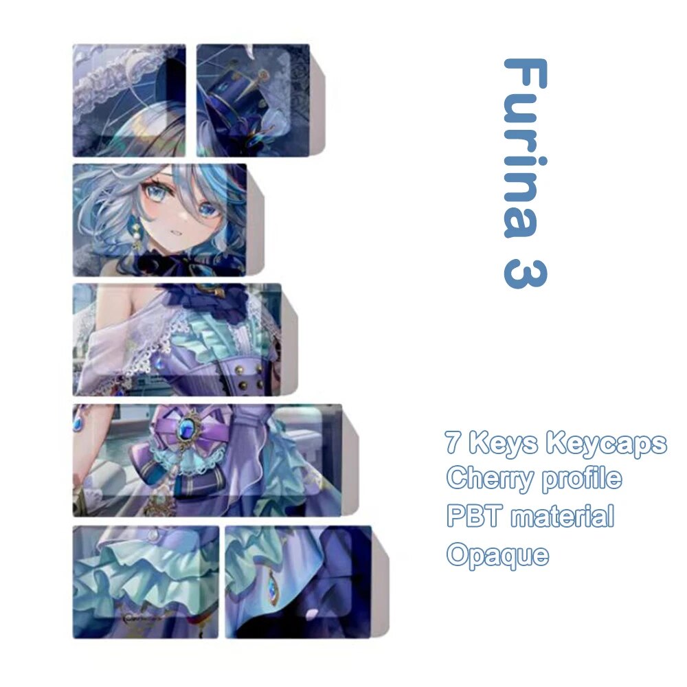 7 Keys/set Game Genshin Impact Keycaps Cherry Profile Anime Character ...